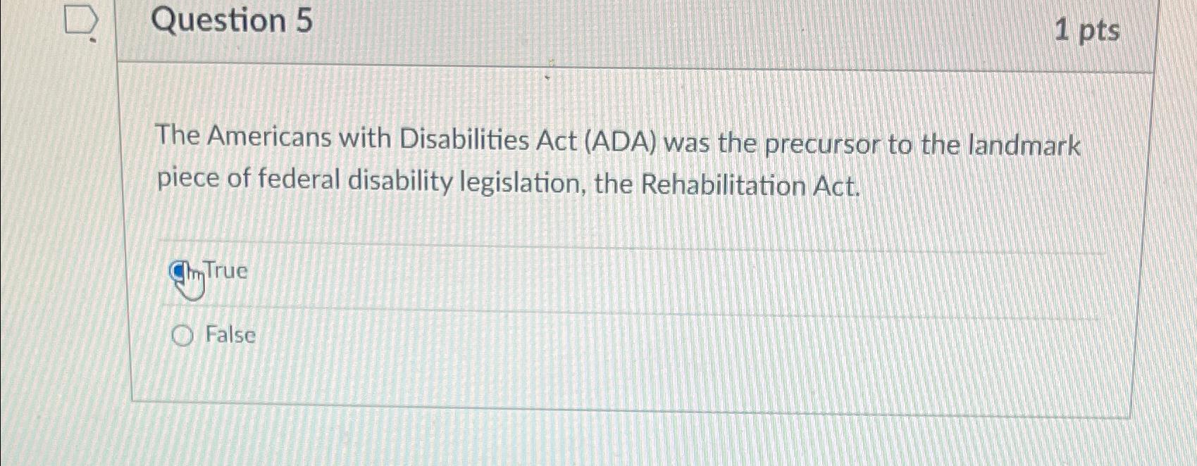 Solved Question 51 ﻿ptsThe Americans with Disabilities Act | Chegg.com