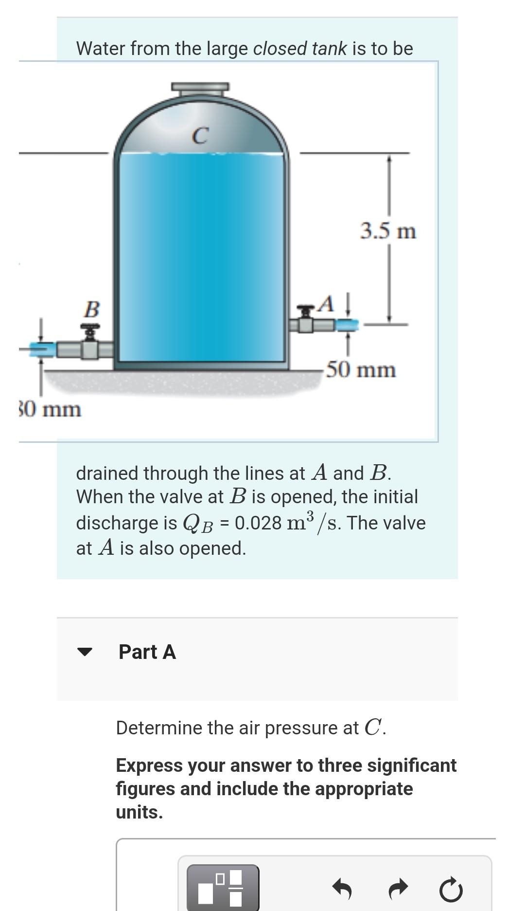 Solved Water from the large closed tank is to be drained | Chegg.com