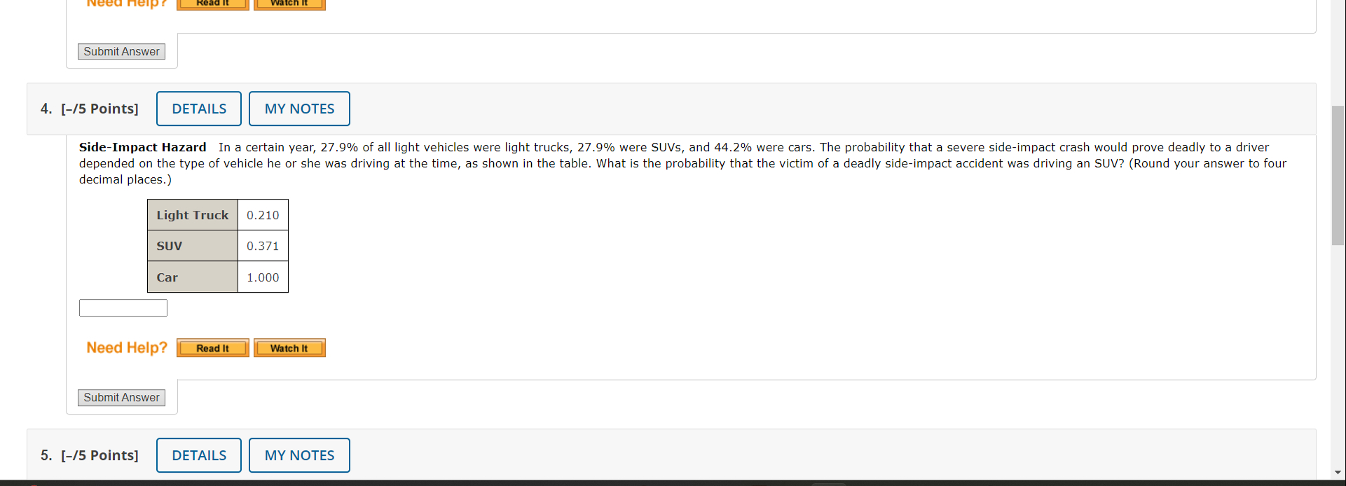 Solved Submit Answer4. [-/5 ﻿Points] ﻿decimal | Chegg.com