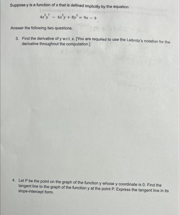 Solved Suppose y is a function of x that is defined | Chegg.com