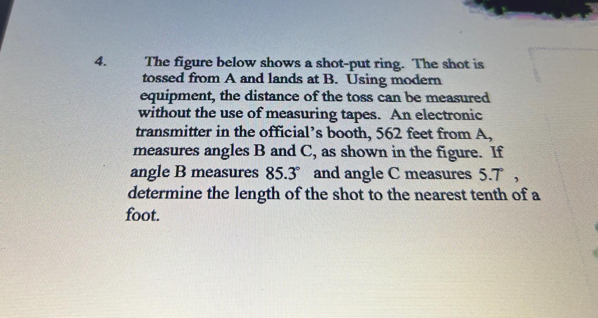 Solved The figure below shows a shot-put ring. The shot is | Chegg.com