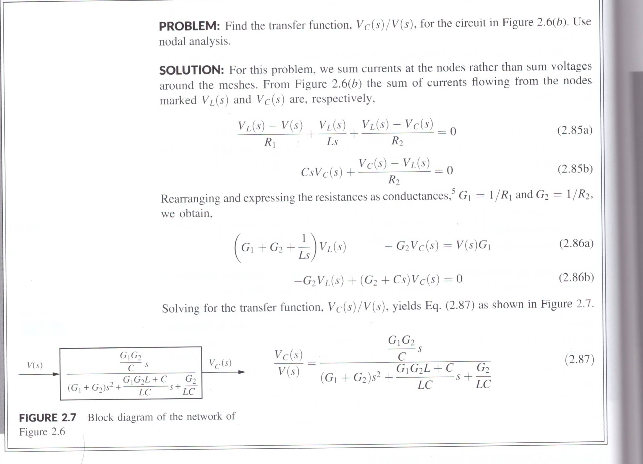 Solved PROBLEM: Find the transfer function, VCsV(s), ﻿for | Chegg.com