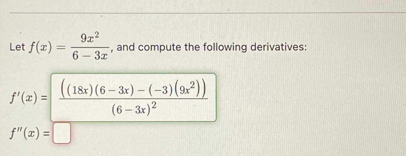 Solved Let f(x)=9x26-3x, ﻿and compute the following | Chegg.com