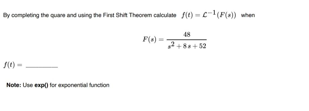 Solved By completing the quare and using the First Shift | Chegg.com