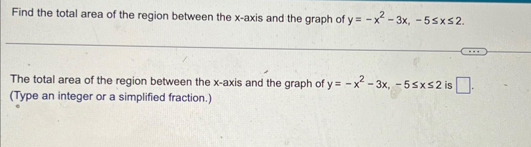Solved Find the total area of the region between the x-axis | Chegg.com