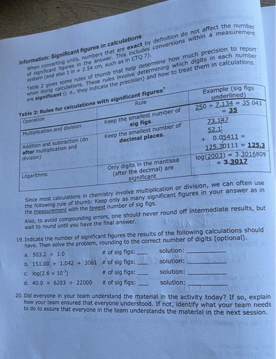 Solved ChemActivity 5 Measurements and Significant Figures | Chegg.com