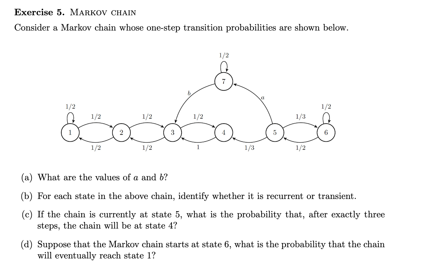 Solved Exercise 5. ﻿MARKOV ChainConsider a Markov chain | Chegg.com