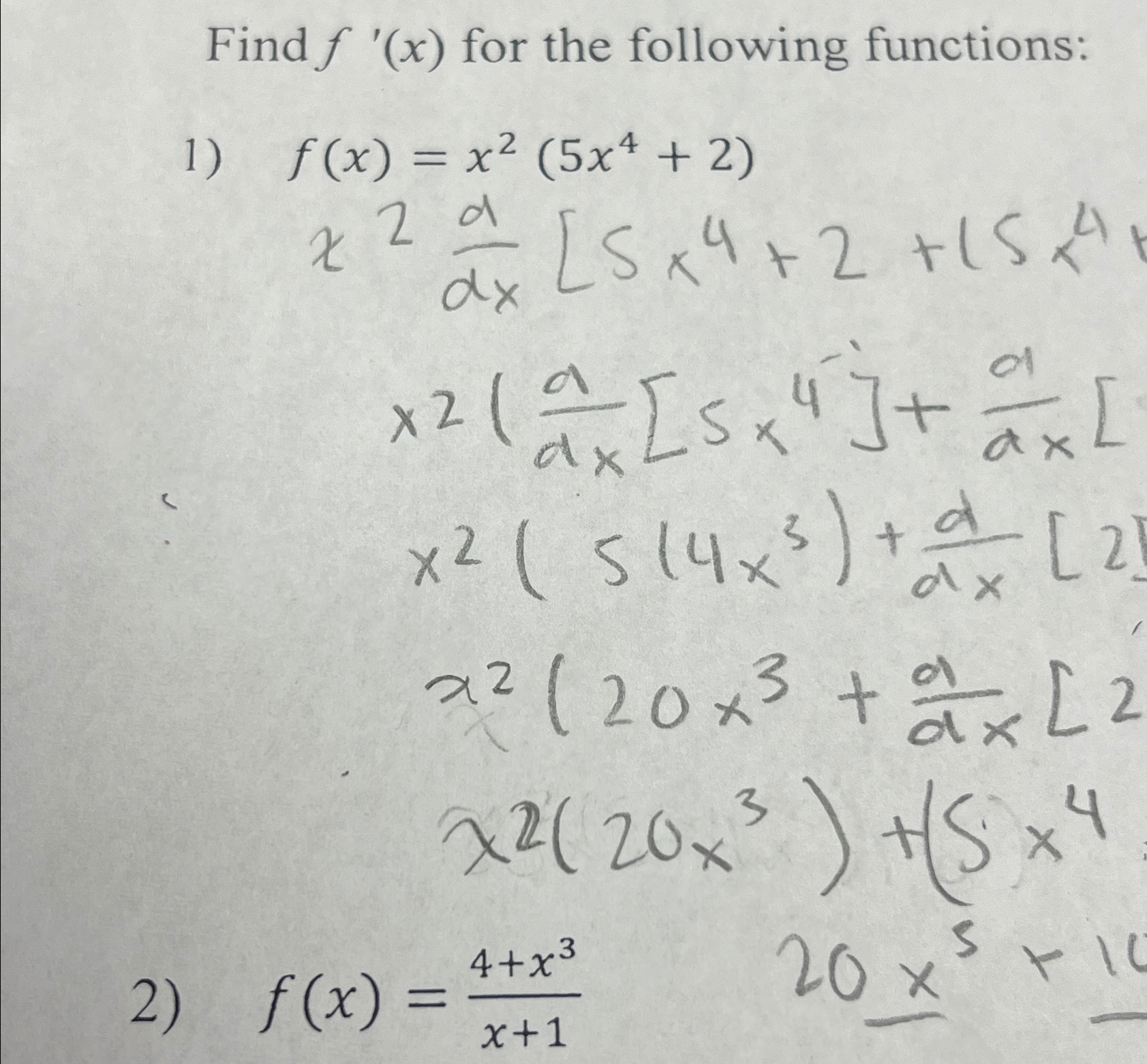 Solved Find f'(x) ﻿for the following functions:f(x)=4+x3x+1 | Chegg.com
