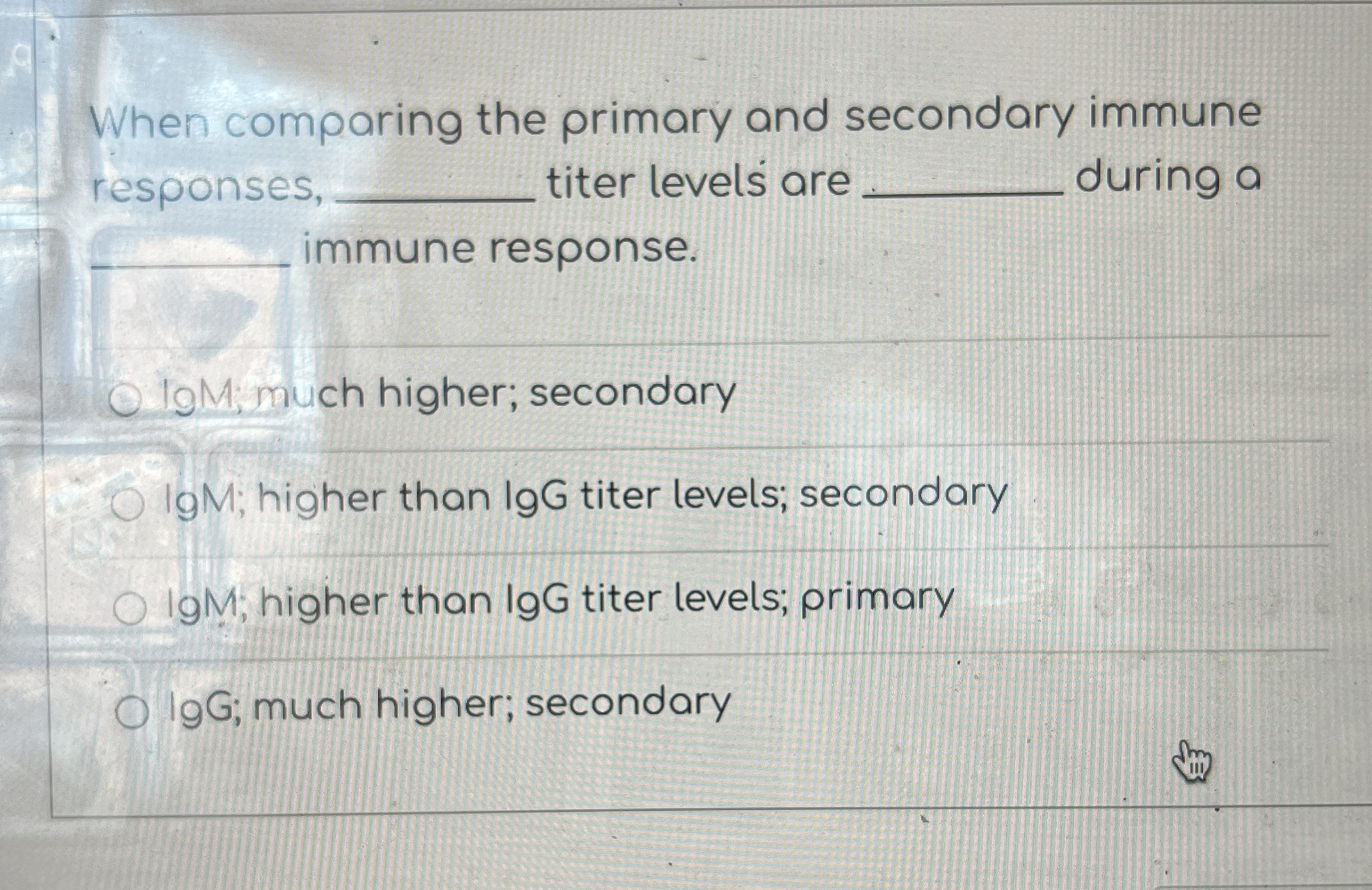 Solved When comparing the primary and secondary immune | Chegg.com