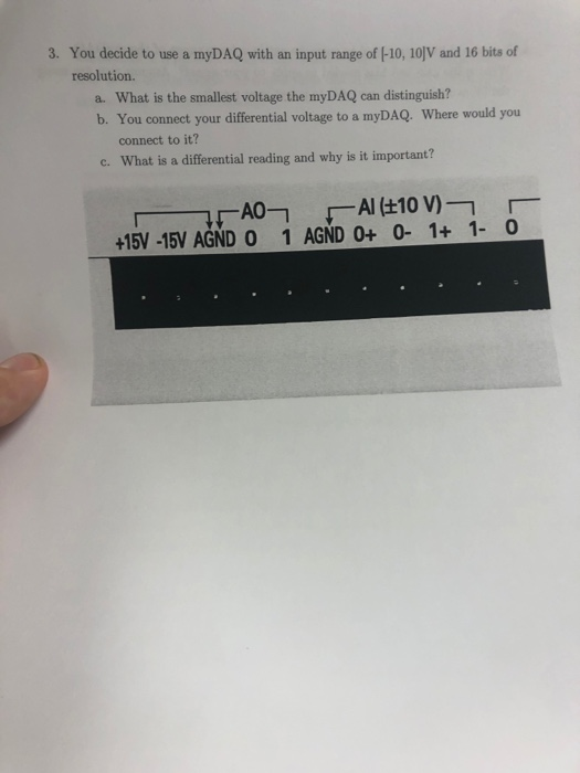 Solved 3. You decide to use a myDAQ with an input range of | Chegg.com