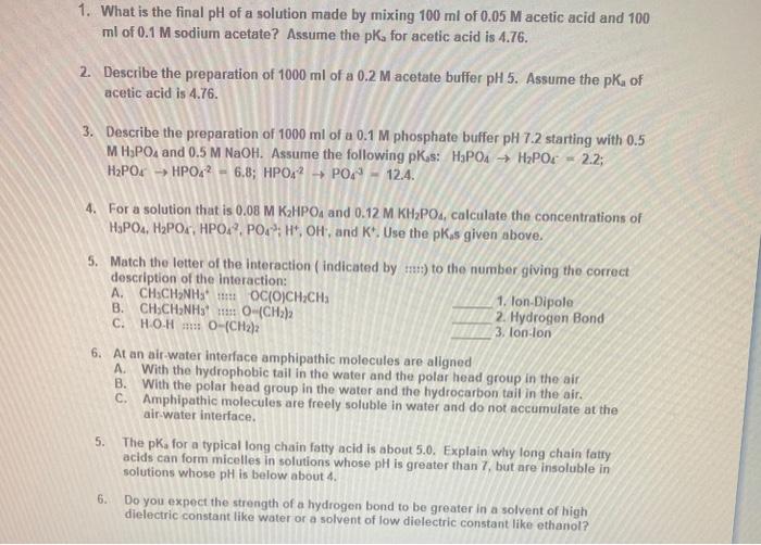 Solved 1. What is the final pH of a solution made by mixing | Chegg.com