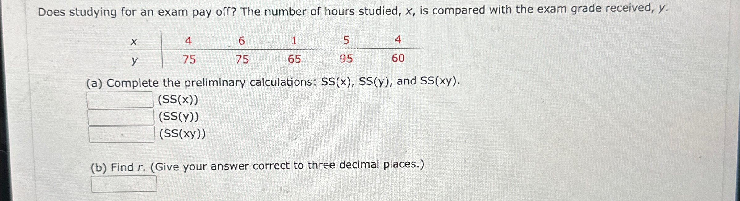 Solved Does studying for an exam pay off? The number of | Chegg.com