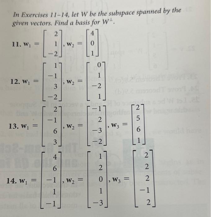 Solved In Exercises 11-14, let W be the subspace spanned by | Chegg.com