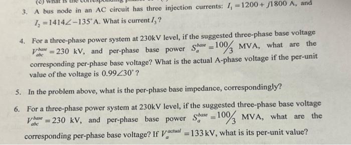 Solved 3. A bus node in an AC circuit has three injection | Chegg.com