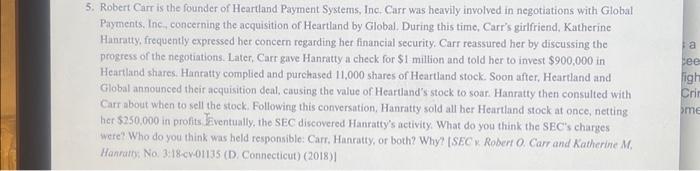 5. Robert Carr is the founder of Heartland Payment | Chegg.com