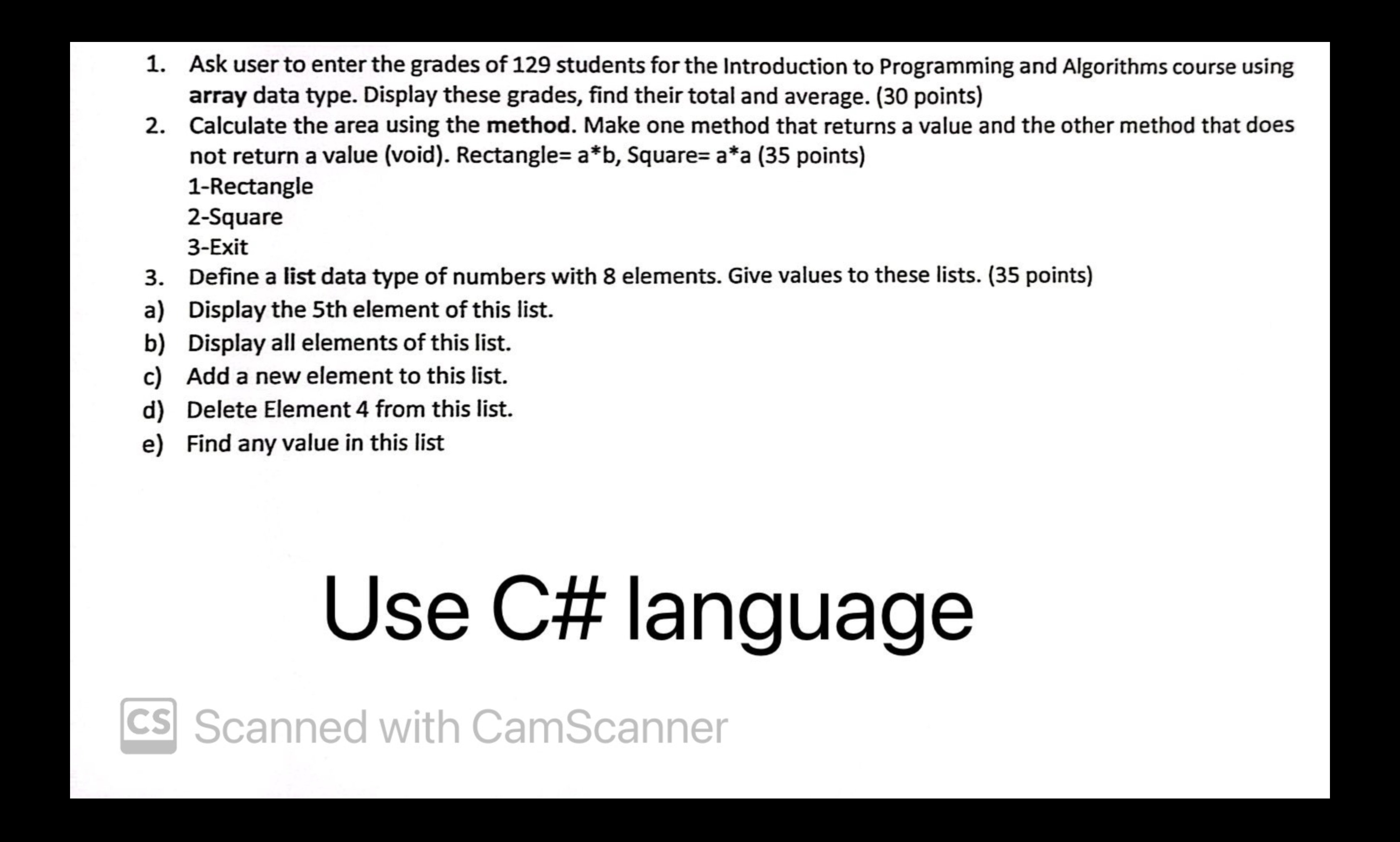 Solved Ask user to enter the grades of 129 ﻿students for the | Chegg.com