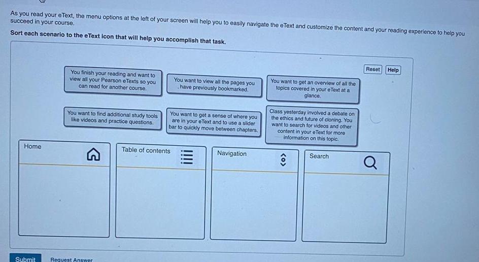 Solved As you read your eText, the menu options at the left | Chegg.com