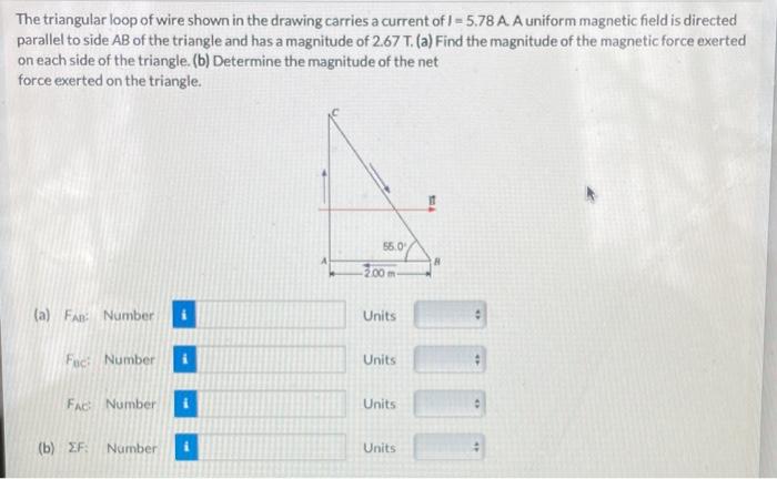 Solved The triangular loop of wire shown in the drawing | Chegg.com