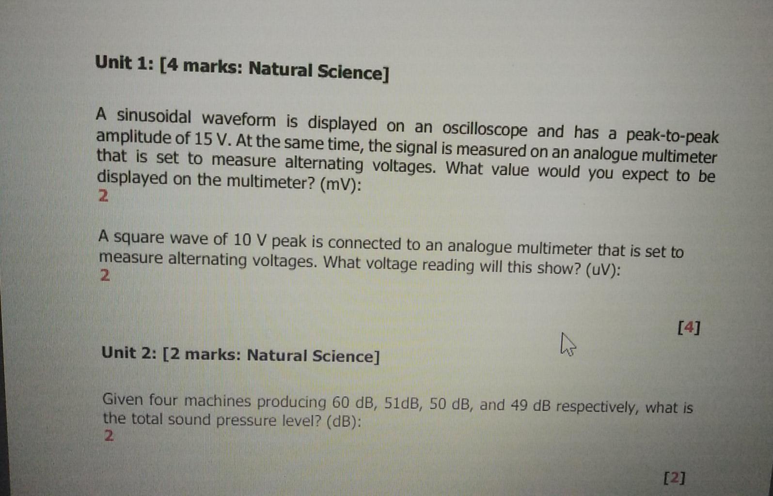 Solved Unit 1: [4 marks: Natural Science] A sinusoidal | Chegg.com