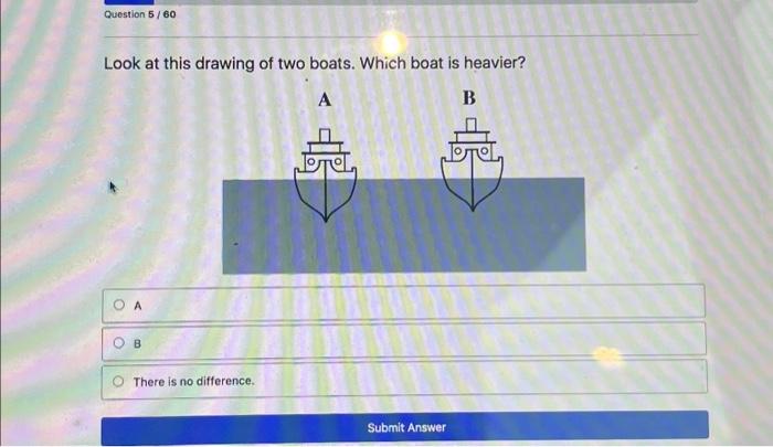 Solved Question 5/60 Look at this drawing of two boats. | Chegg.com