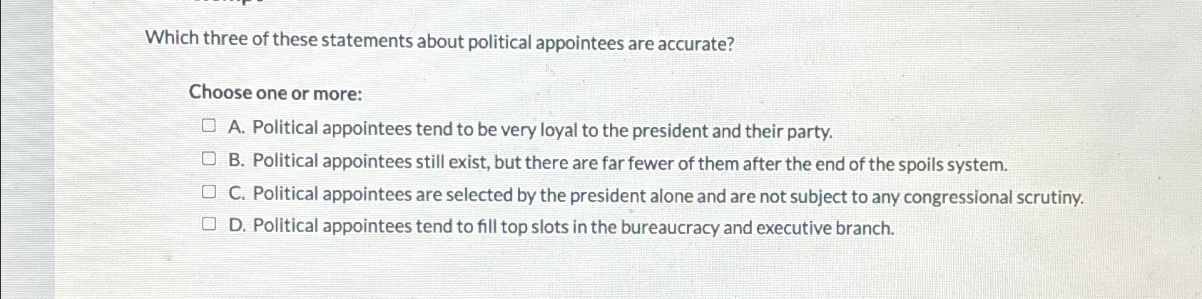 Solved Which three of these statements about political | Chegg.com