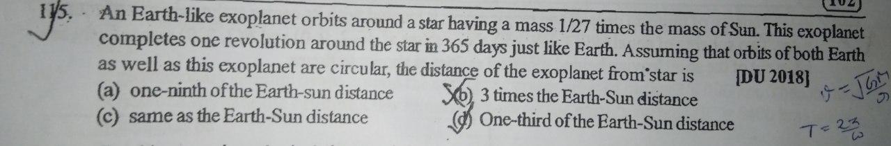 Solved 145 . 135. An Earth-like exoplanet orbits around a | Chegg.com