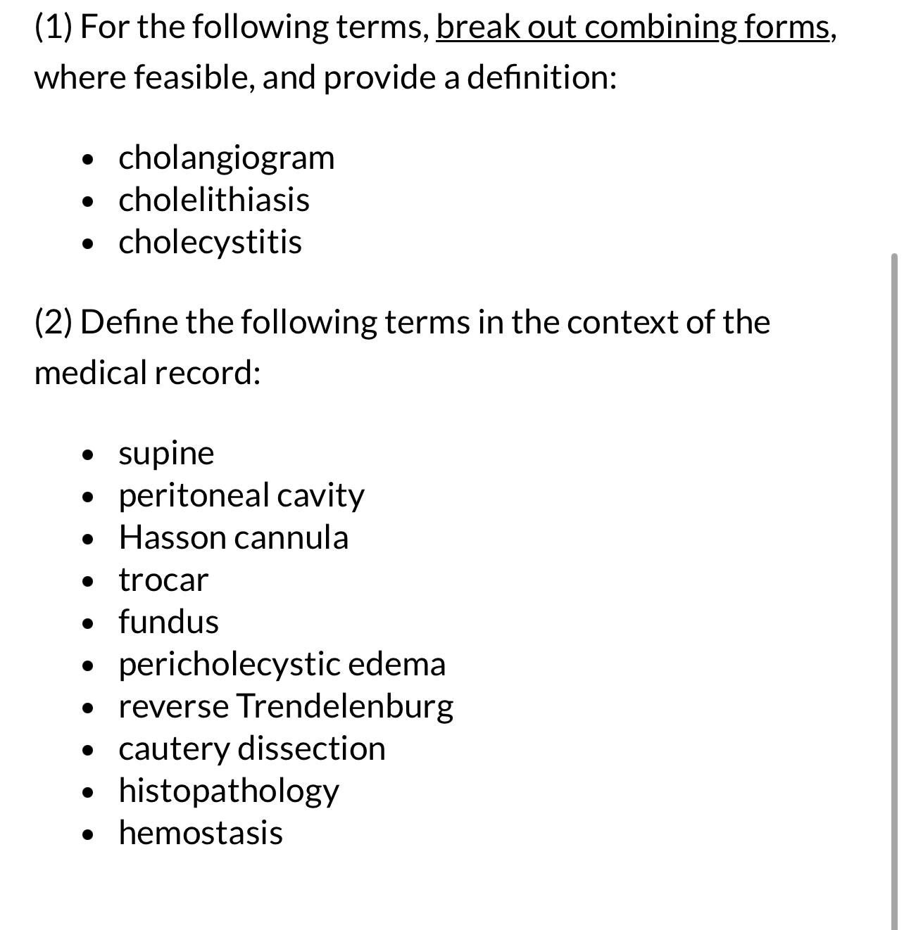 Solved (1) ﻿For the following terms, break out combining | Chegg.com
