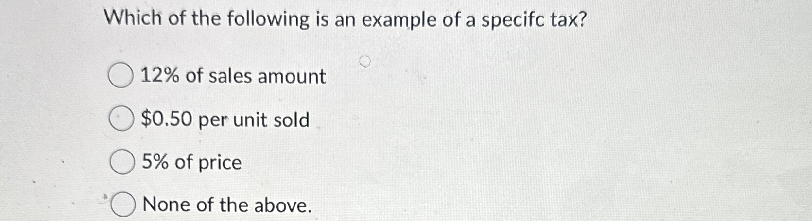 Solved Which of the following is an example of a specifc | Chegg.com