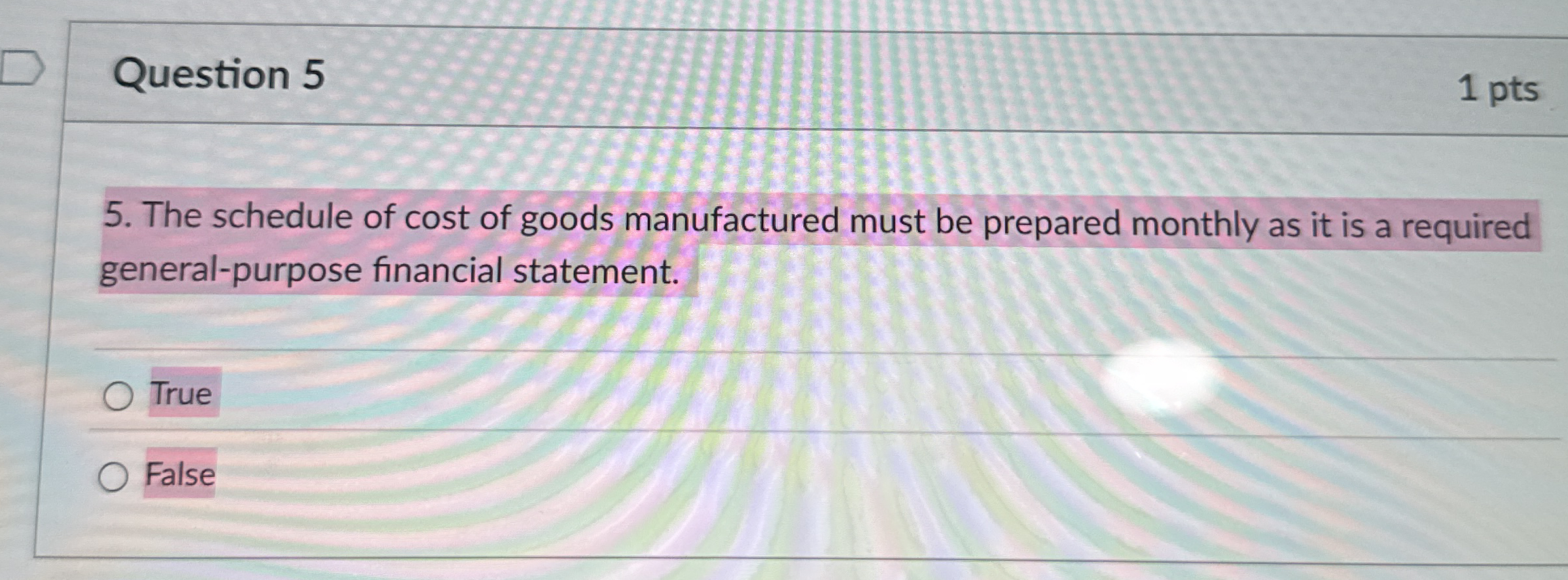Solved Question 5The schedule of cost of goods manufactured | Chegg.com