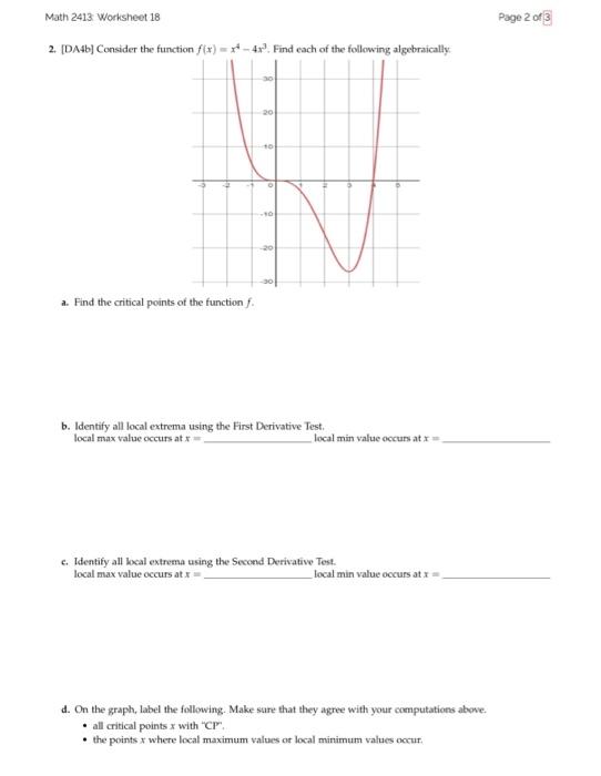 1. [DA4b] Use the graph of the derivative function | Chegg.com