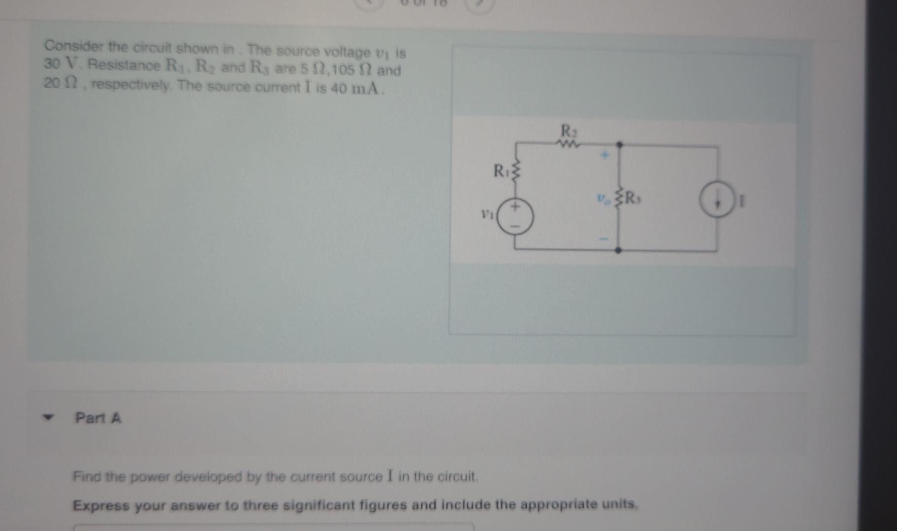 Solved Consider the circuit shown in . The source voltage v1 | Chegg.com
