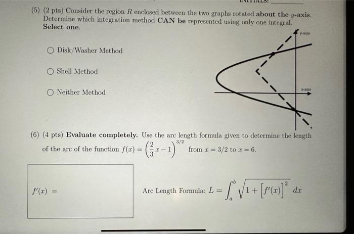 Solved (5) (2pts) Consider the region R enclosed between the | Chegg.com