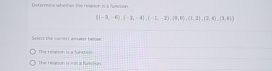 Solved Determine whether the relation is a | Chegg.com