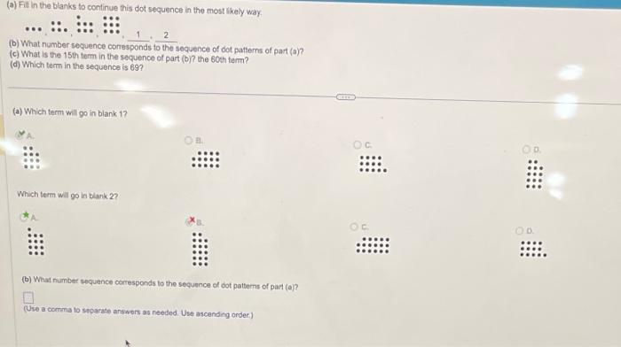 Solved (a) Fili in the blanks to comlinue this dot sequence | Chegg.com