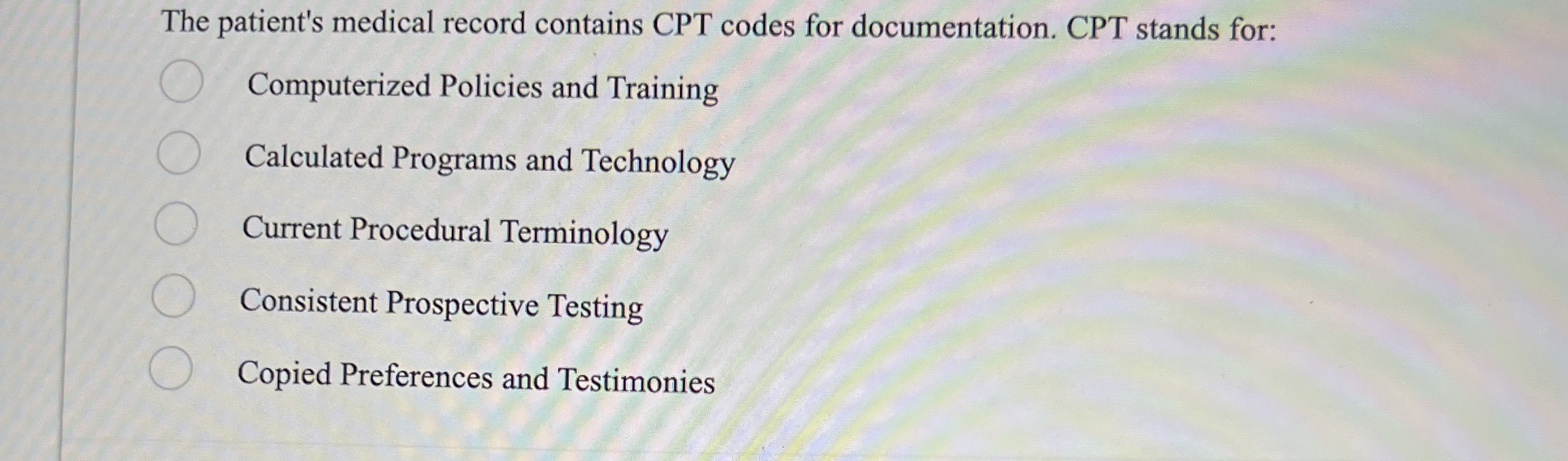 Solved The patient's medical record contains CPT codes for | Chegg.com
