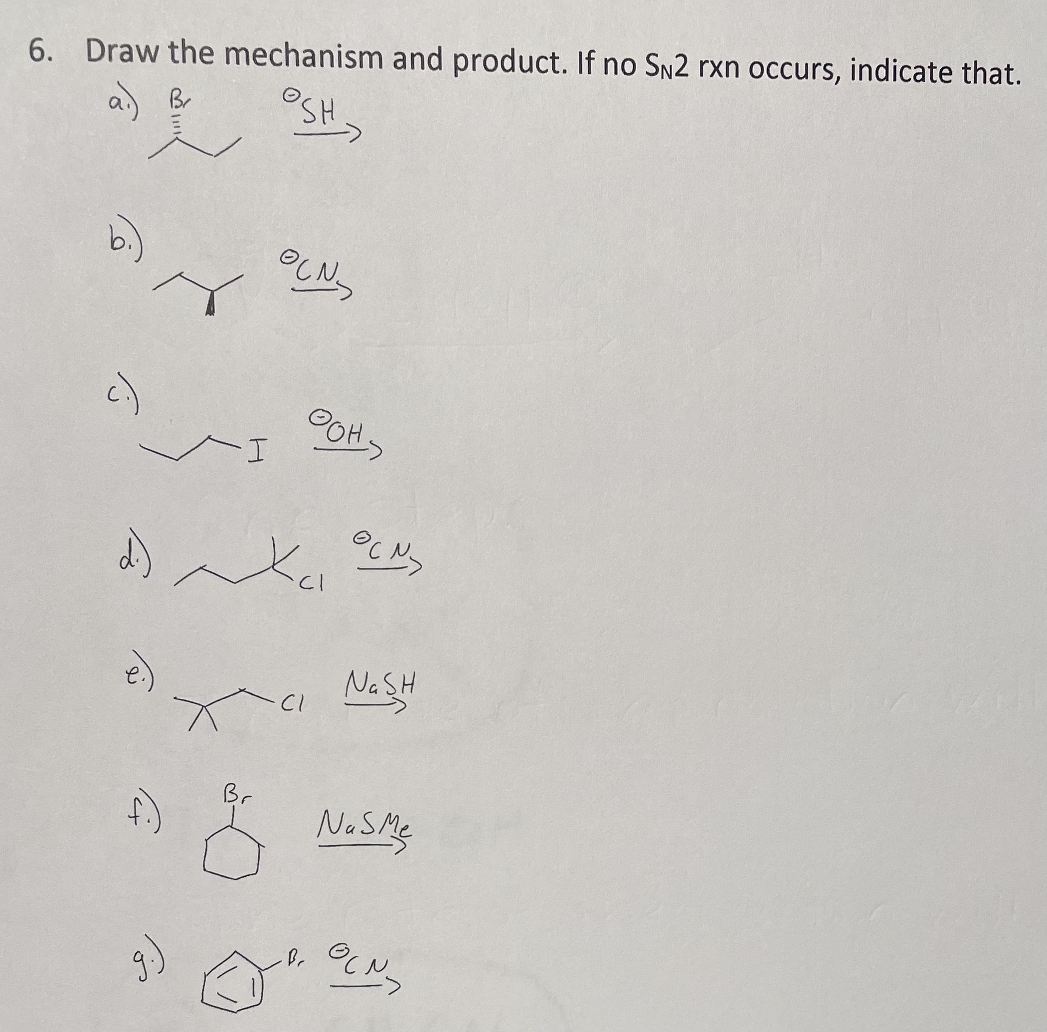 Solved Draw the mechanism and product. If no SN2 ﻿rxn | Chegg.com