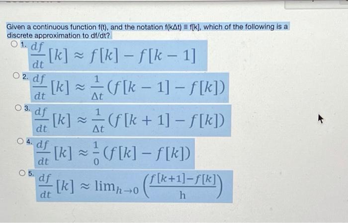 Solved Given a continuous function f(t), and the notation | Chegg.com