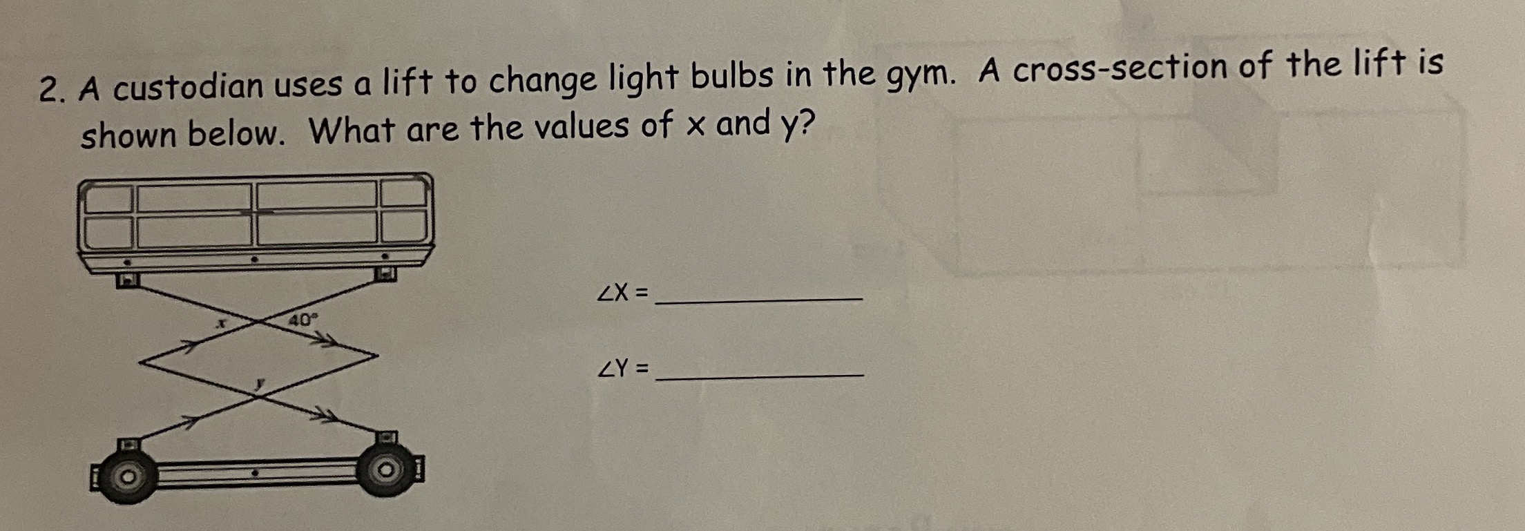 Solved A custodian uses a lift to change light bulbs in the | Chegg.com