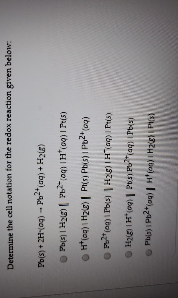 Solved Determine the cell notation for the redox reaction | Chegg.com
