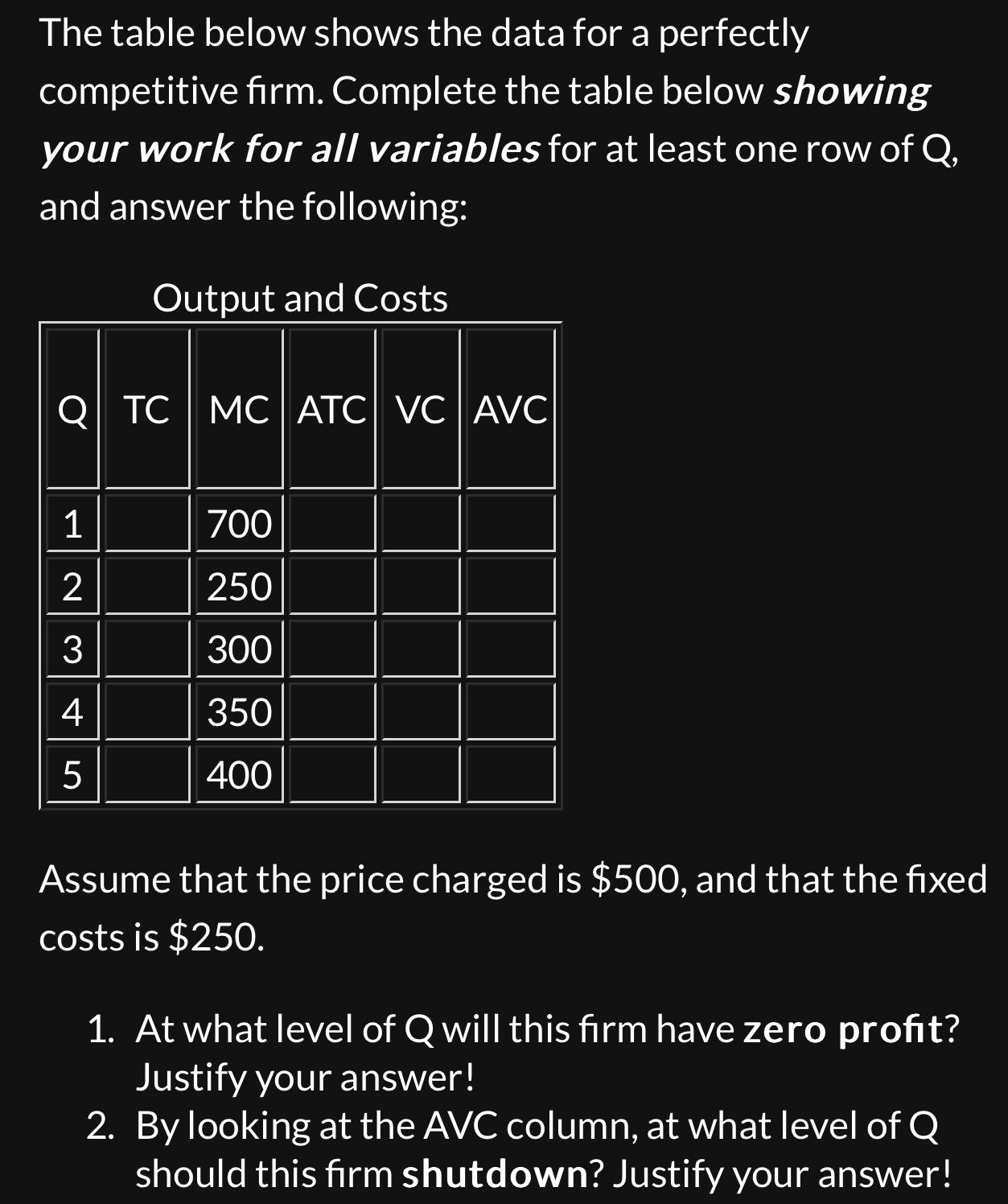 Solved The table below shows the data for a perfectly | Chegg.com