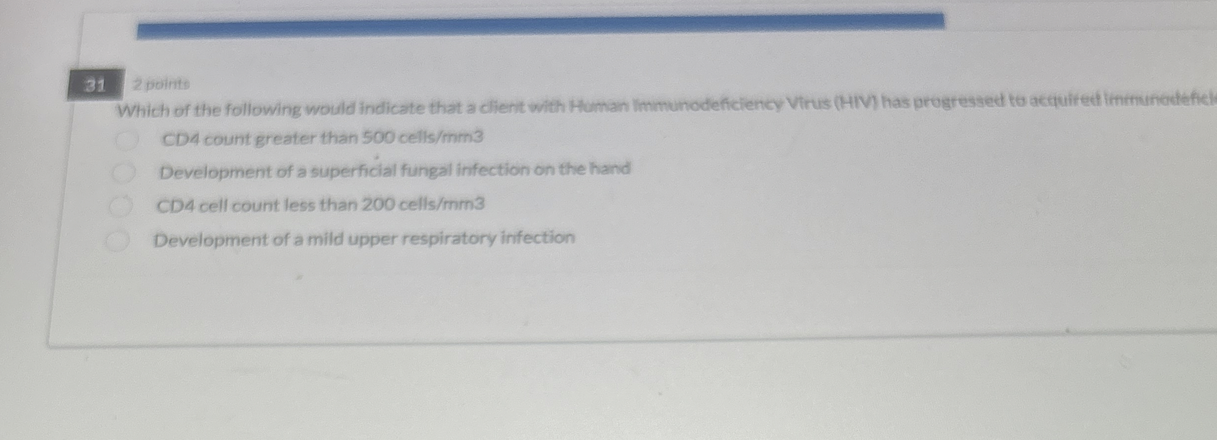Solved 313 ﻿pointsWhich of the following would indicate that | Chegg.com