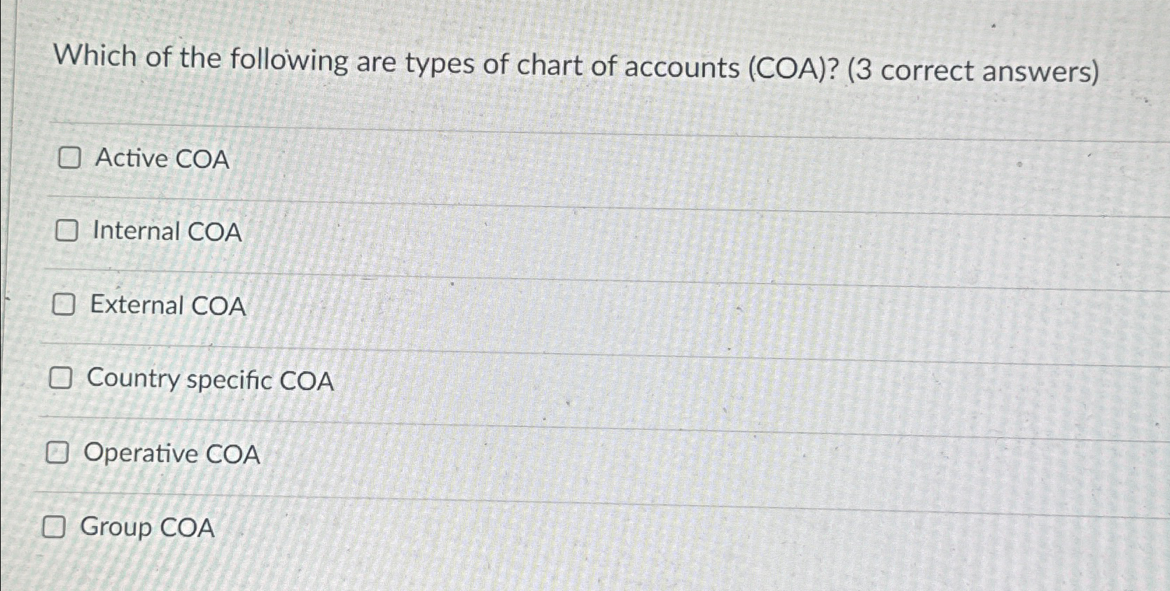 Solved Which of the following are types of chart of accounts | Chegg.com