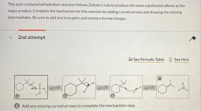Solved This acid-catalyzed dehydration reaction follows | Chegg.com
