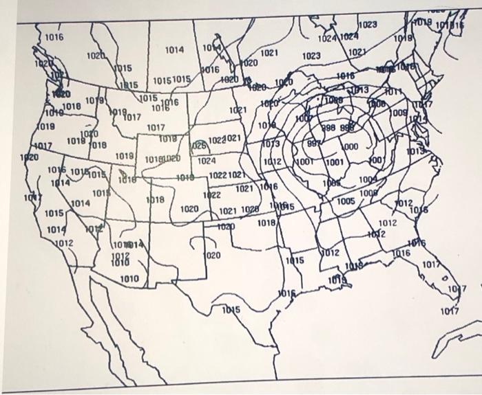 Solved Weather Map 1 (pg. 21) shows the barometric (air) | Chegg.com