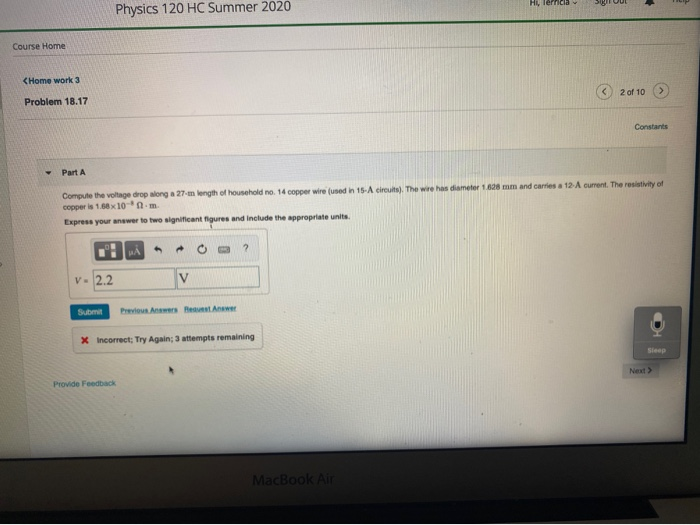 Solved Hi Terncia Physics 120 HC Summer 2020 Course Home | Chegg.com