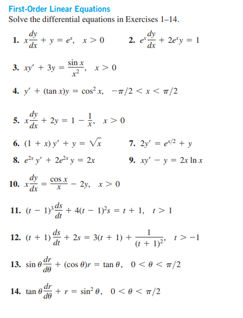 Solved First-Order Linear EquationsSolve the differential | Chegg.com