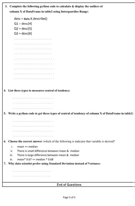 Solved 3 Complete The Following Python Code To Calculate And
