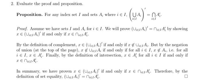 Solved 2. Evaluate the proof and proposition. Proposition. | Chegg.com
