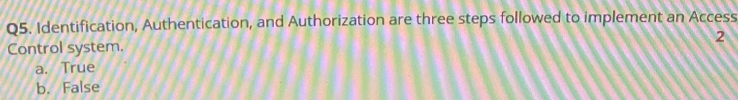Solved Q5. ﻿Identification, Authentication, and | Chegg.com