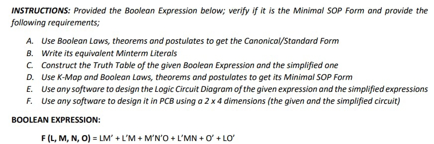 Solved How to solve INSTRUCTIONS: Provided the Boolean | Chegg.com